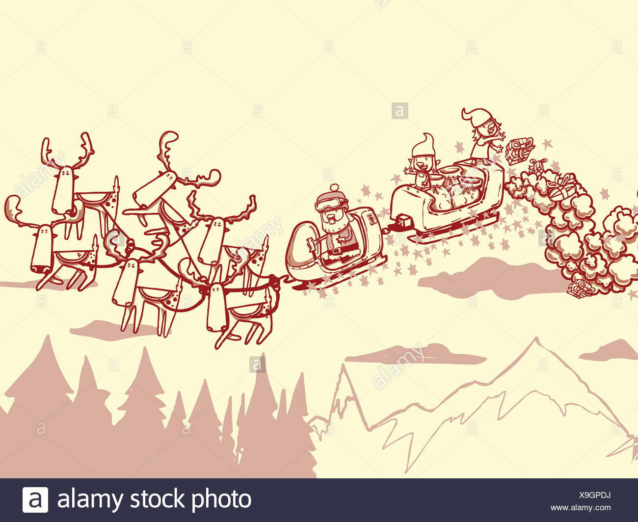 Santa Sleigh Fly High Resolution Stock Photography and Images - Alamy
