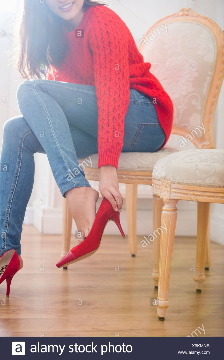 Woman Sitting In High Heels High Resolution Stock Photography and ...