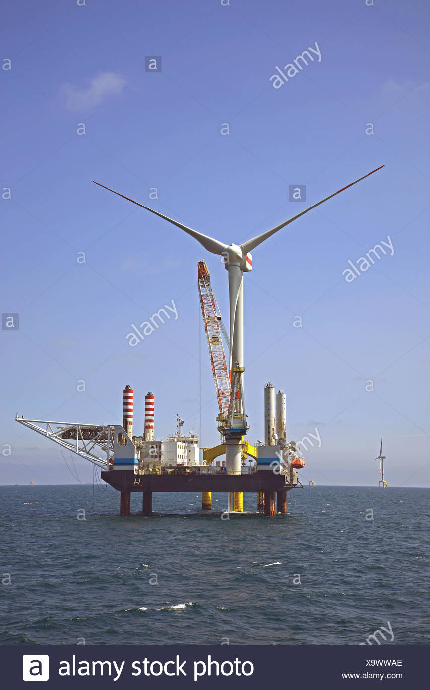 Offshore Wind Farm With Supply Ship High Resolution Stock Photography ...