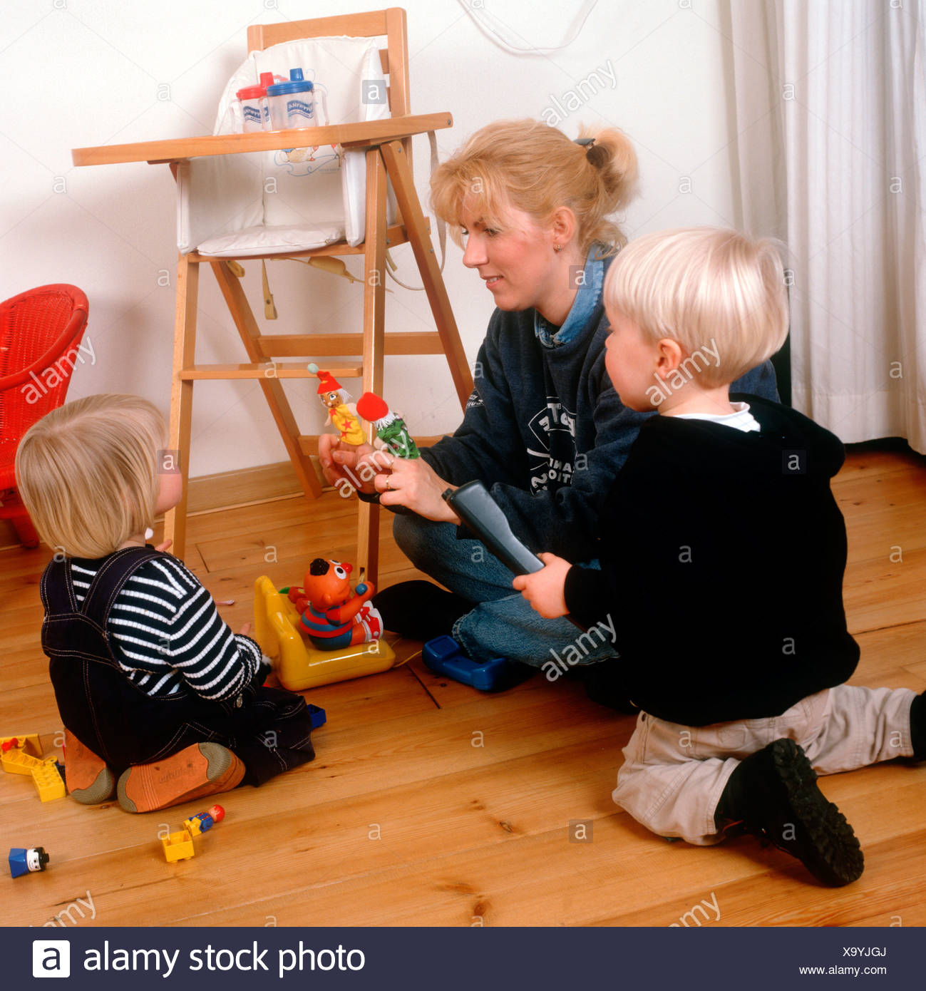 Teacher Preschool Children Playing Puppets High Resolution Stock ...
