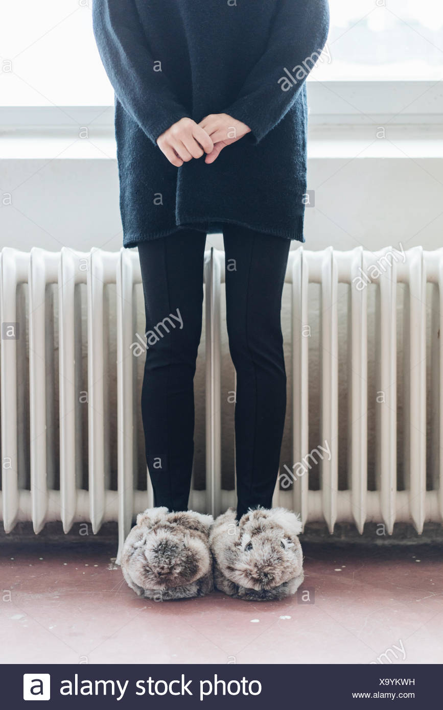 Young Woman Wearing Bunny Slippers High Resolution Stock Photography ...
