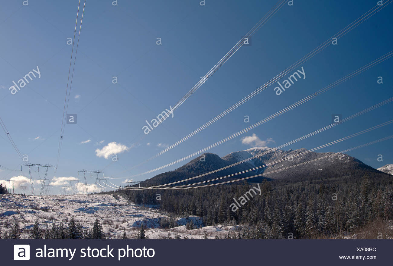 High Voltage Transmission Lines Of Bc Hydro With Mt Bowman High ...