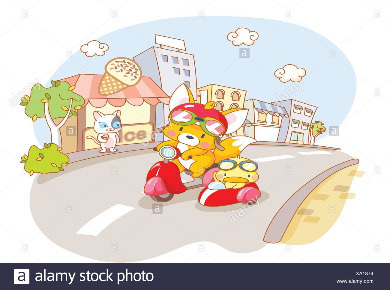 Vector Cartoon Motorcycle High Resolution Stock Photography and Images ...