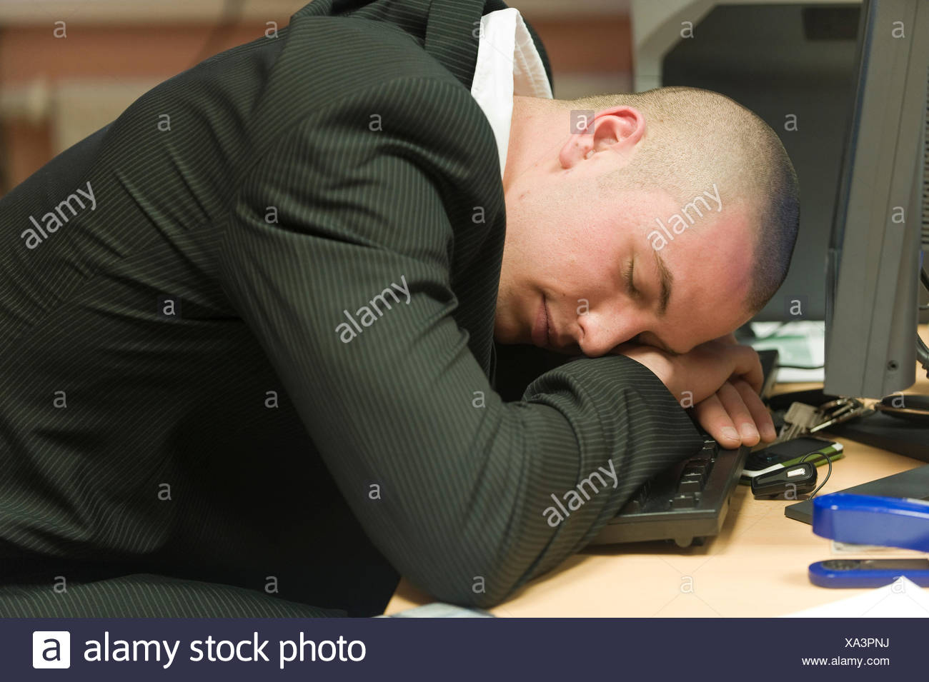 Person Falling Asleep Desk High Resolution Stock Photography and Images ...
