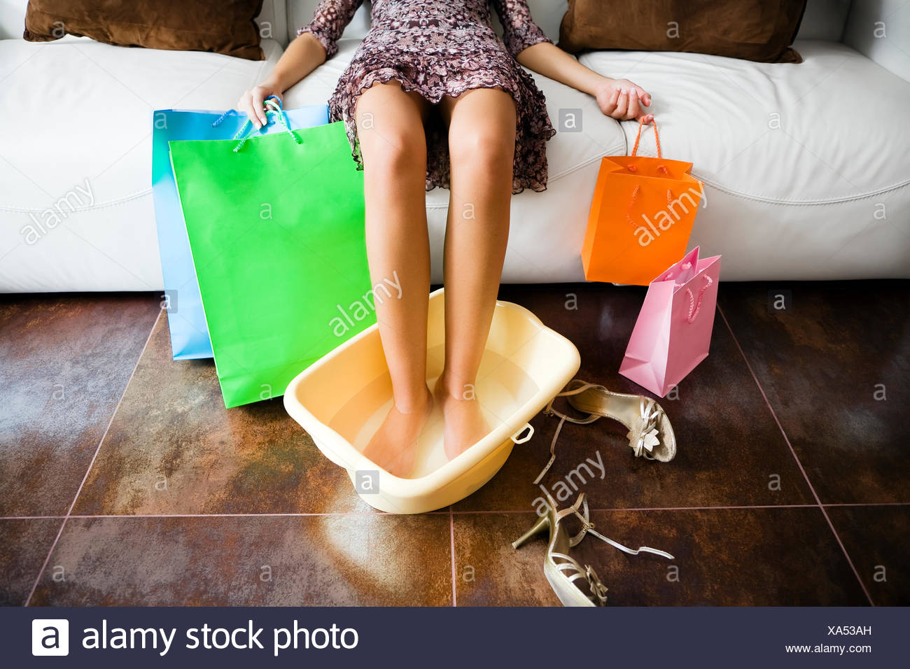 Woman Bucket Feet High Resolution Stock Photography and Images - Alamy