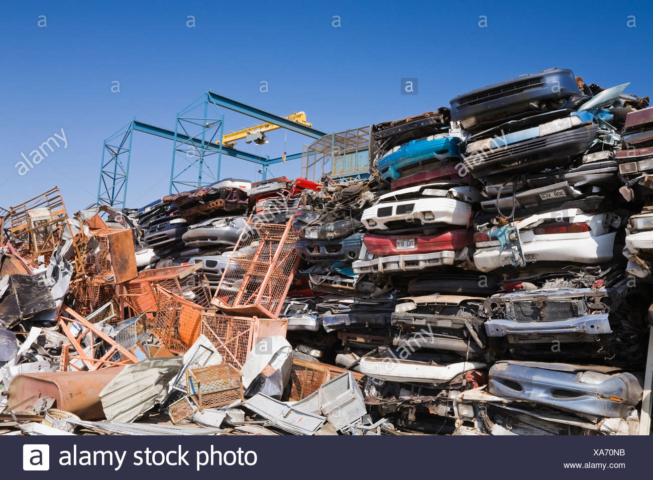 Scrap Metal Junkyard Crushed Automobiles High Resolution Stock ...