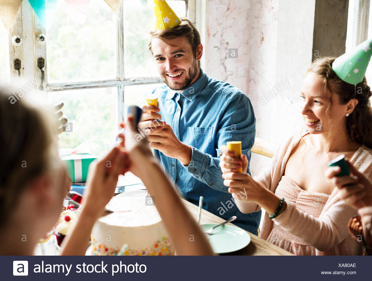 Party Popper And Woman High Resolution Stock Photography and Images - Alamy