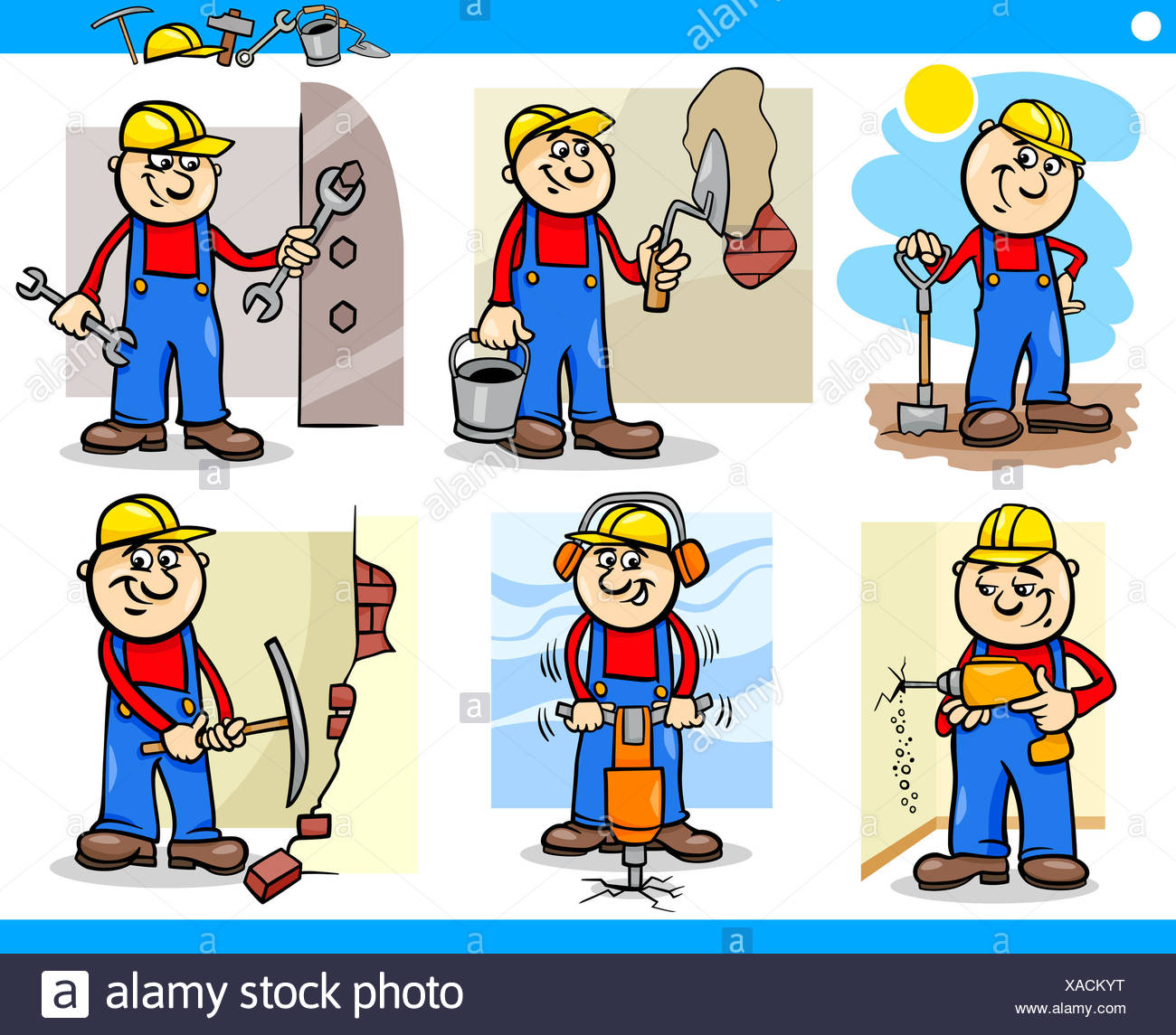 Cartoon Illustration Man Workman Screw High Resolution Stock ...