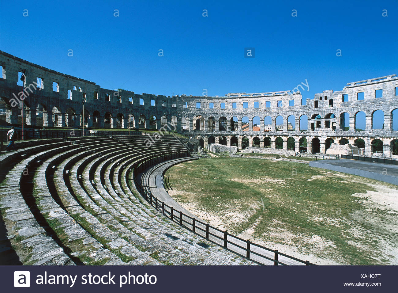 Interior Of Well Preserved Roman Amphitheatre With Broad Tiers High ...