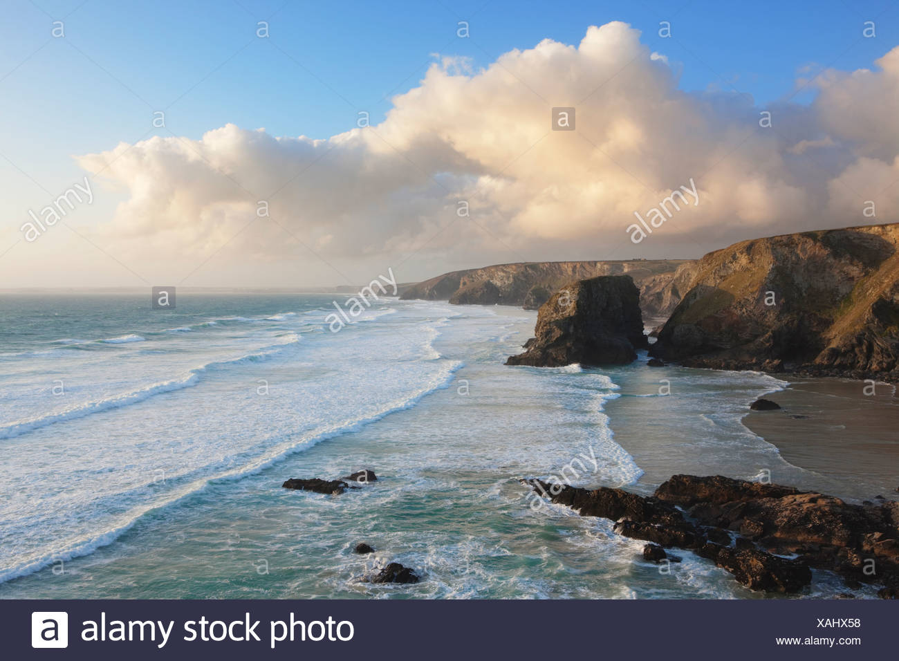 Bedruthan Steps In Cornwall Stock Photos & Bedruthan Steps In Cornwall ...