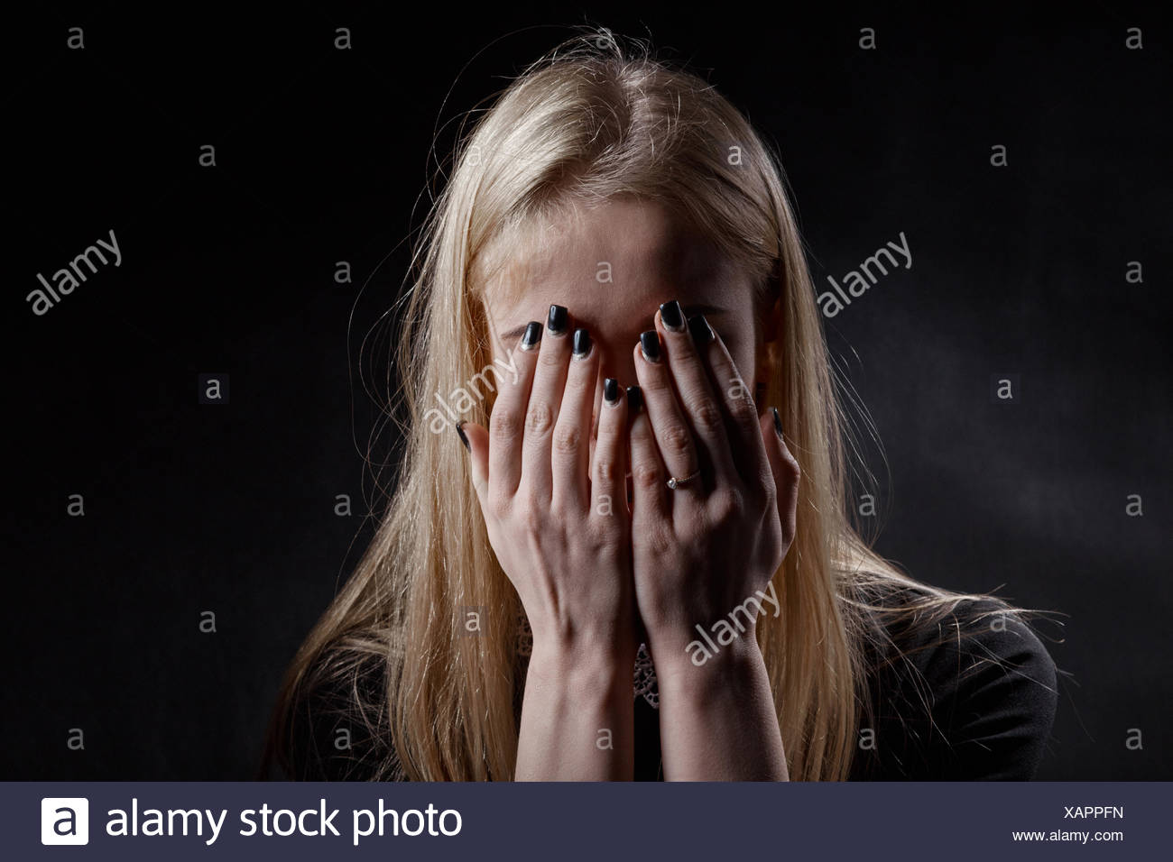 Hands Covering Face Crying Woman High Resolution Stock Photography and ...