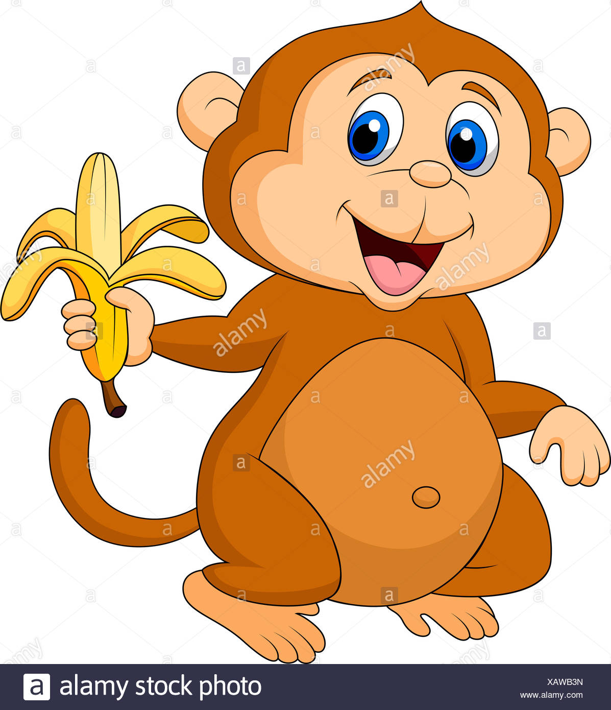 Cute Monkey Cartoon Eating Banana High Resolution Stock Photography and Images - Alamy