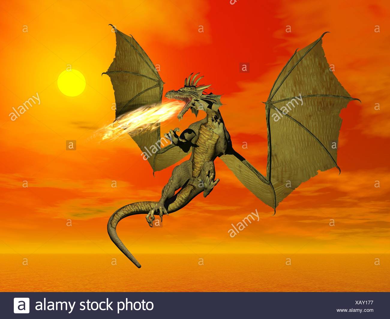 Fire Breathing Dragon Flying High Resolution Stock Photography and ...