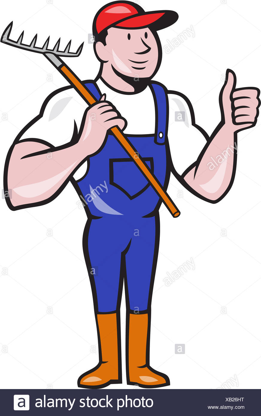 Cartoon Farmer Holding Rake High Resolution Stock Photography and ...