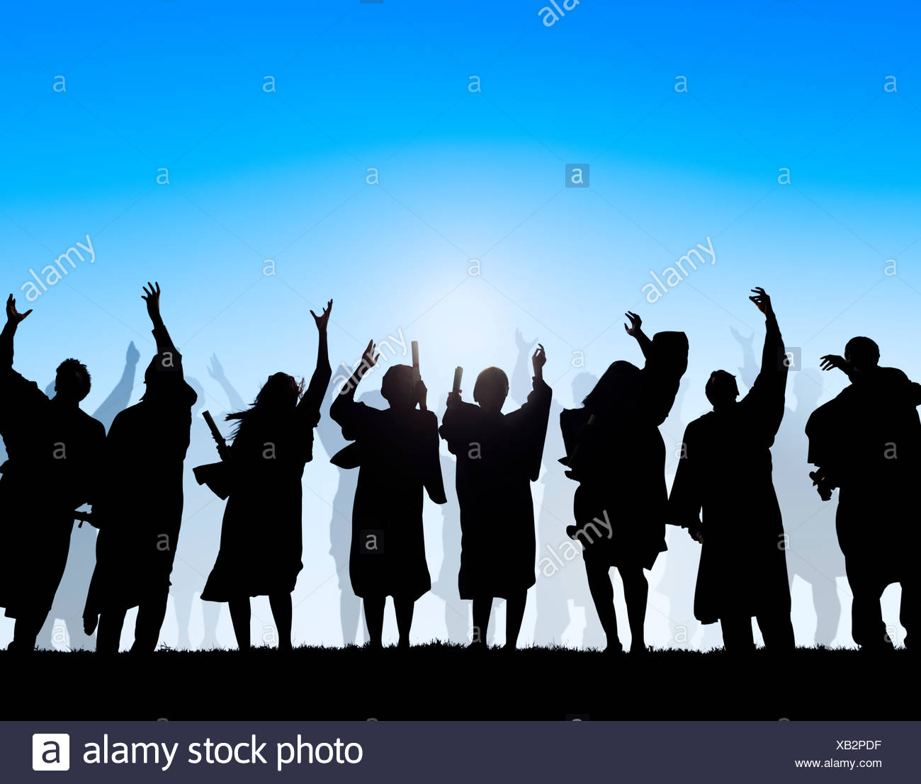 Graduation Party In Silhouette Stock Photos & Graduation Party In ...