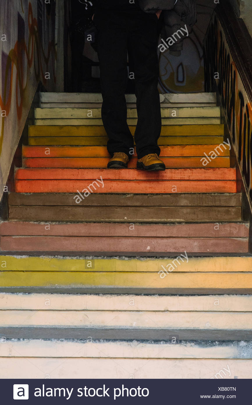 Walking Down Stairs Low Angle High Resolution Stock Photography and ...