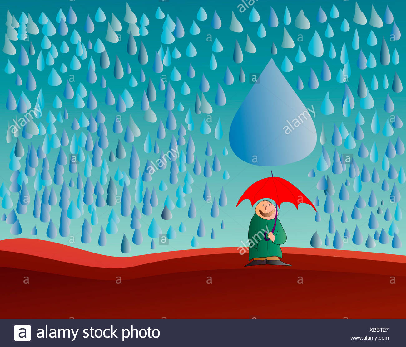 Funny Rain Drops Cartoon Illustration High Resolution Stock Photography ...
