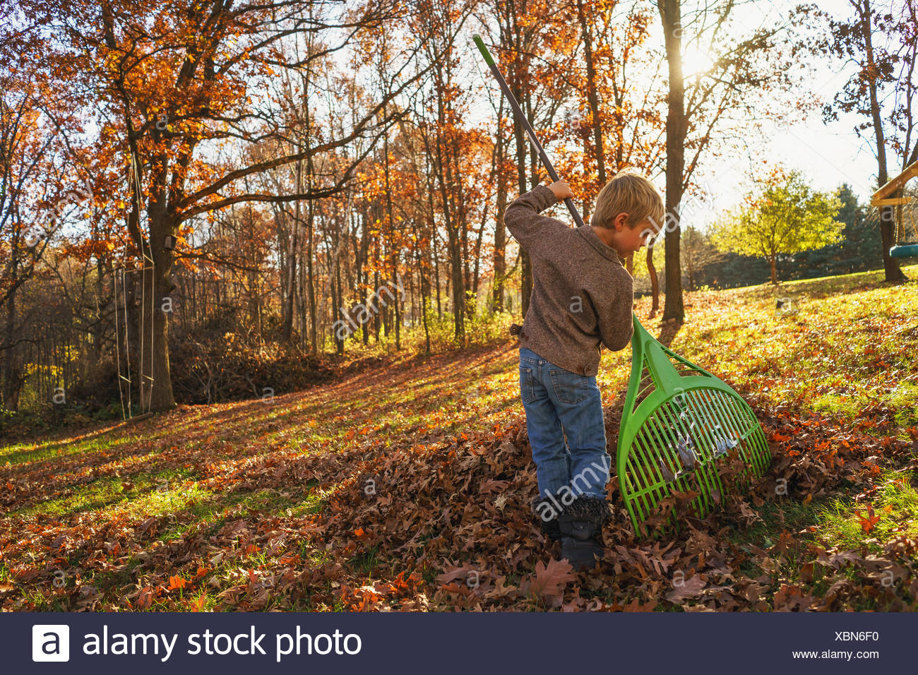 Child Raking Leaves High Resolution Stock Photography and Images - Alamy