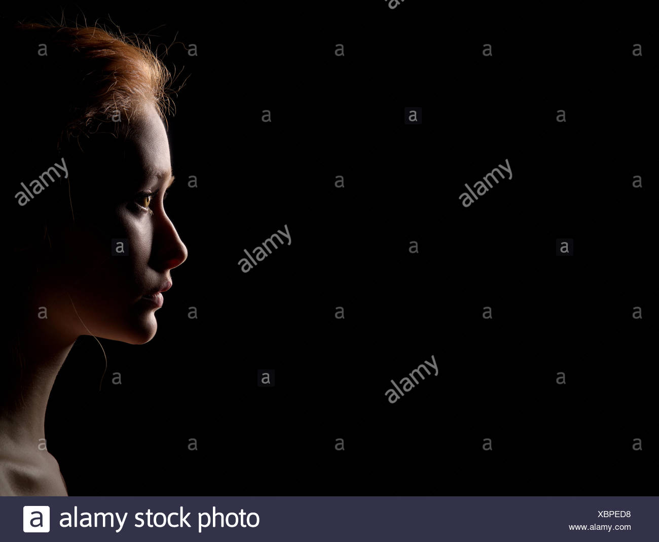 Profile Woman Face Close Up Shadow High Resolution Stock Photography ...
