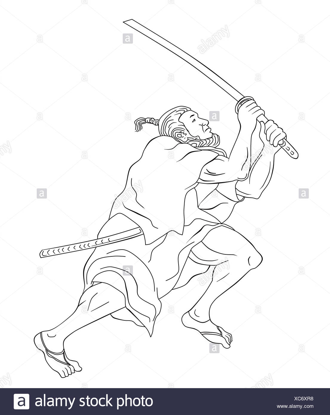 Samurai Sword Samurai Fighter Black and White Stock Photos & Images - Alamy