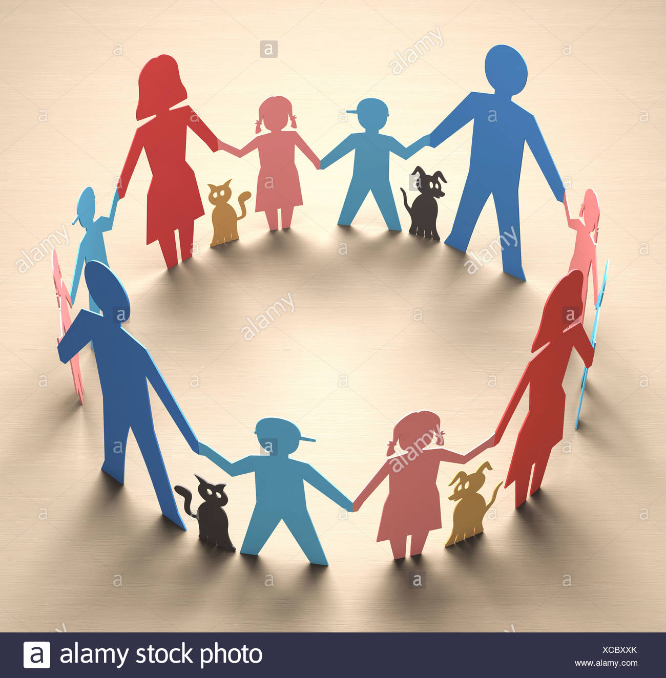 Circle Of Paper Chain People Stock Photos & Circle Of Paper Chain ...