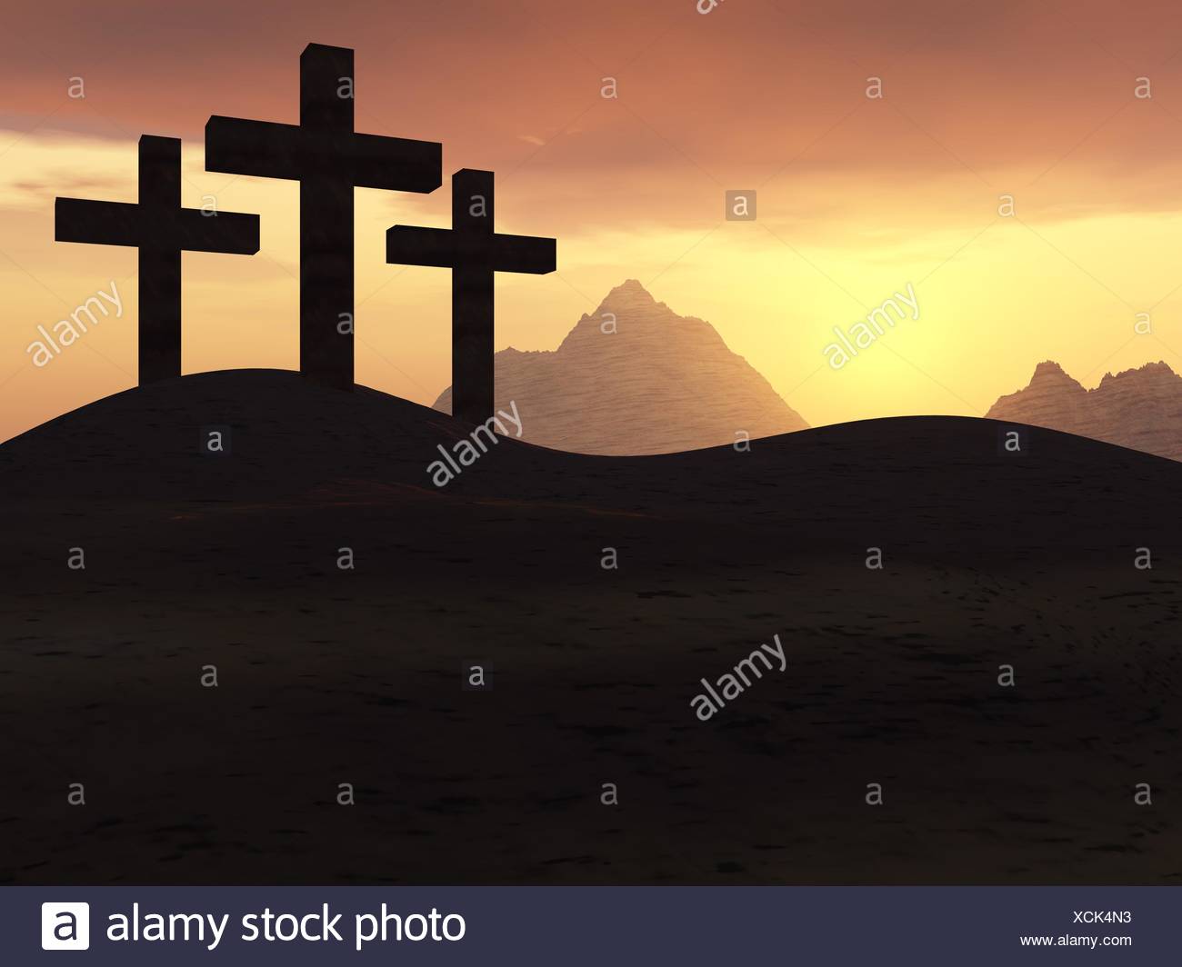 Three Crosses On Mountain Stock Photos & Three Crosses On Mountain ...