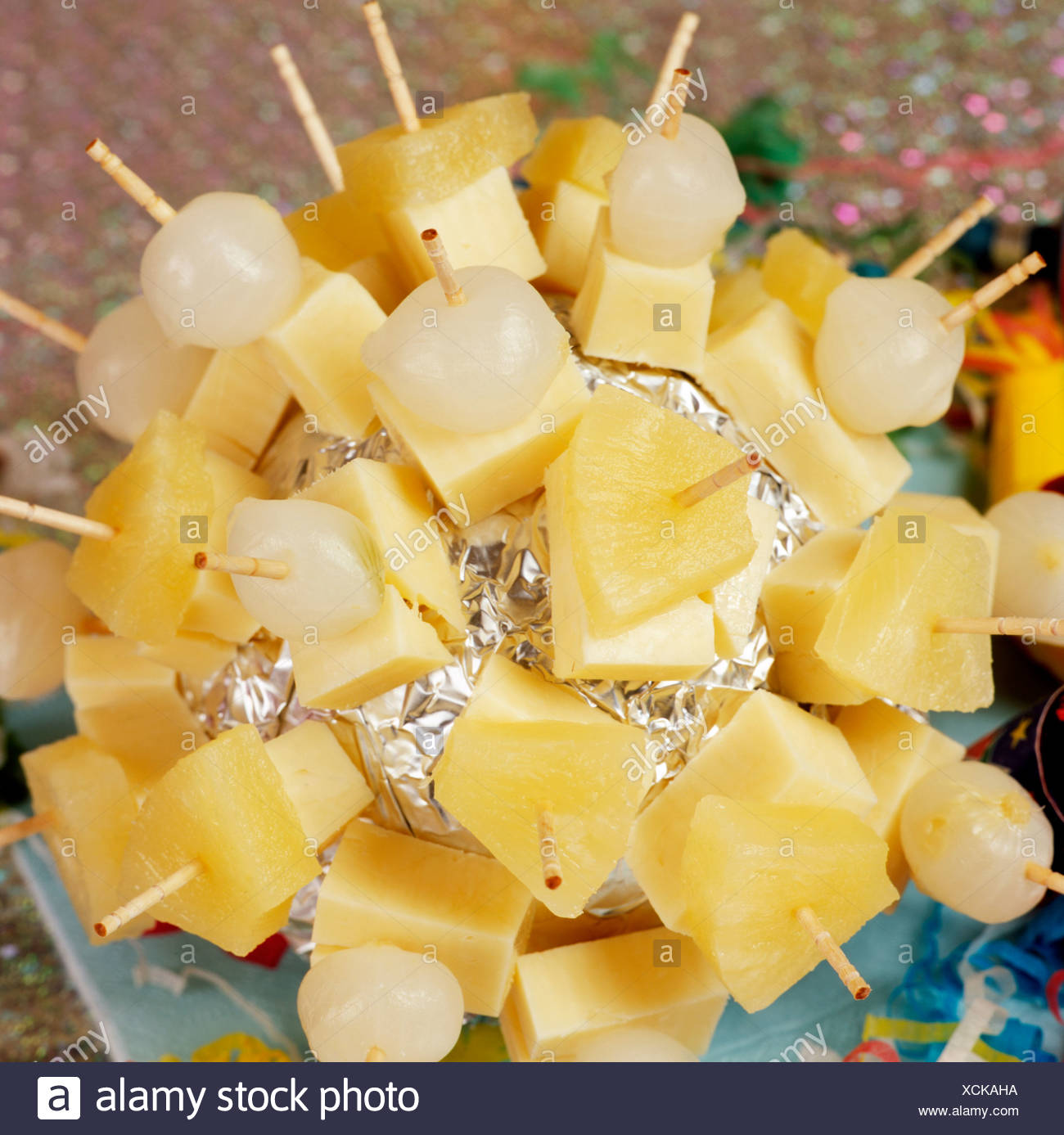 Cheese And Pineapple On Sticks Stock Photos & Cheese And Pineapple On ...