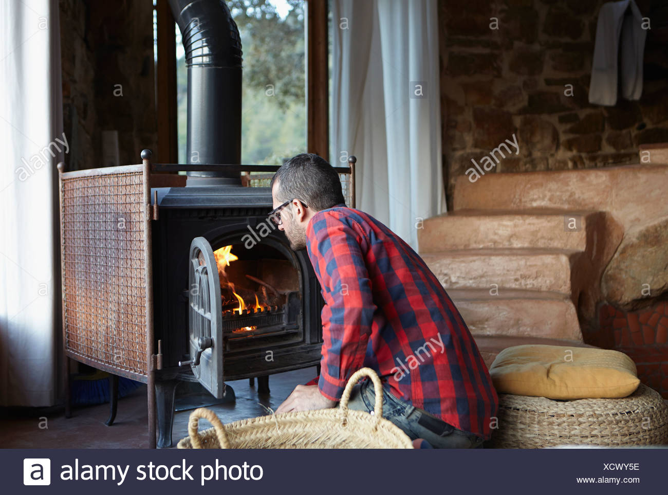 Man Sitting On Log On High Resolution Stock Photography and Images - Alamy