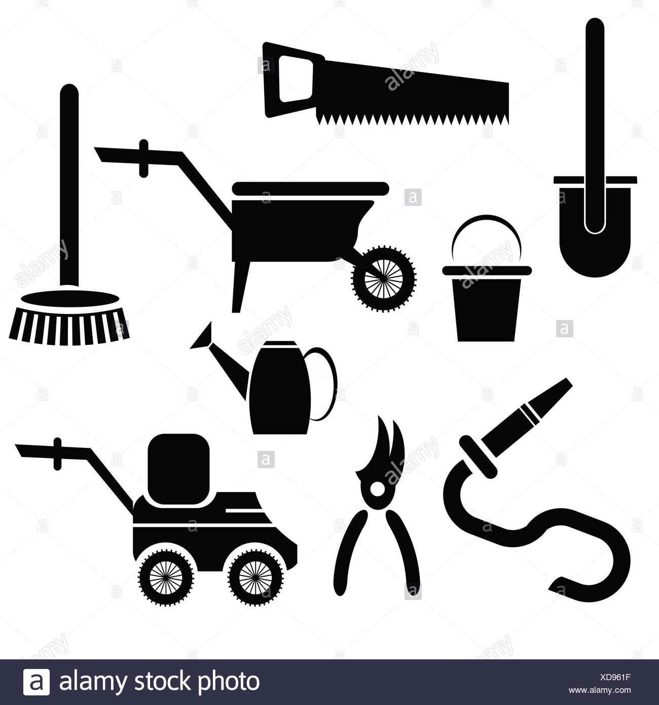Silhouette Of Gardening Tools High Resolution Stock Photography and ...