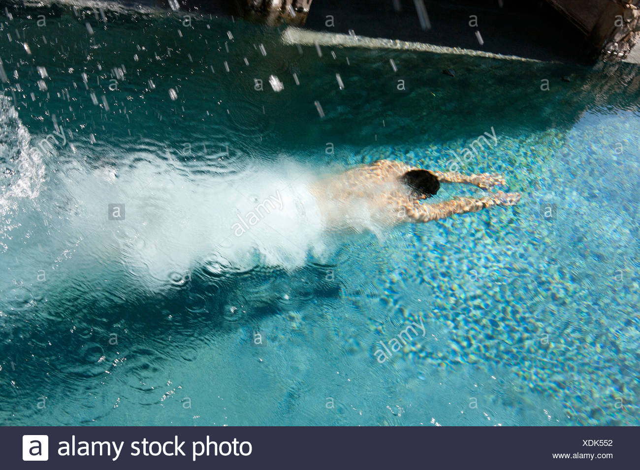 Woman Diving Into Pool And Underwater High Resolution Stock Photography ...
