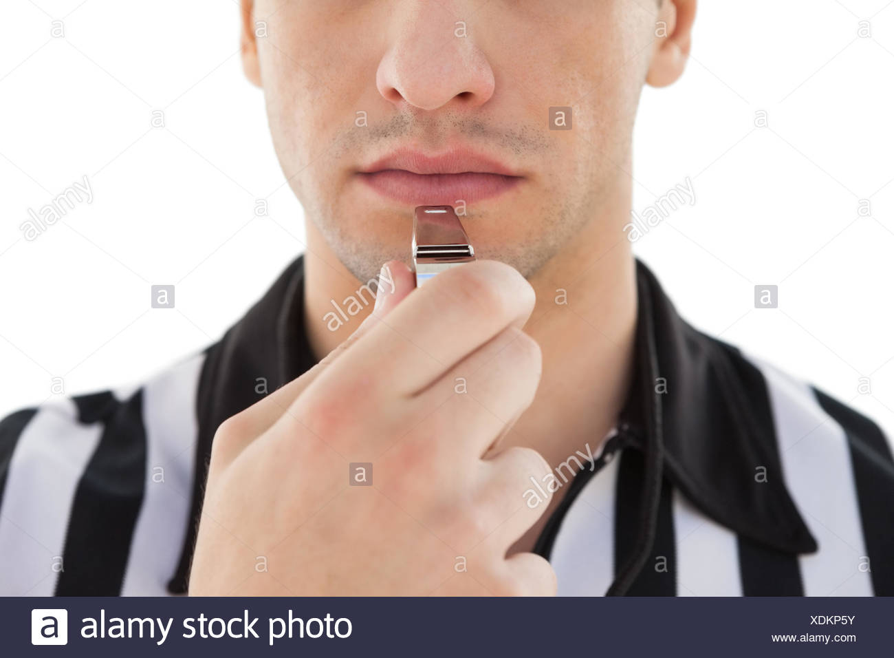 Soccer Referee Blowing Whistle Stock Photos & Soccer Referee Blowing ...