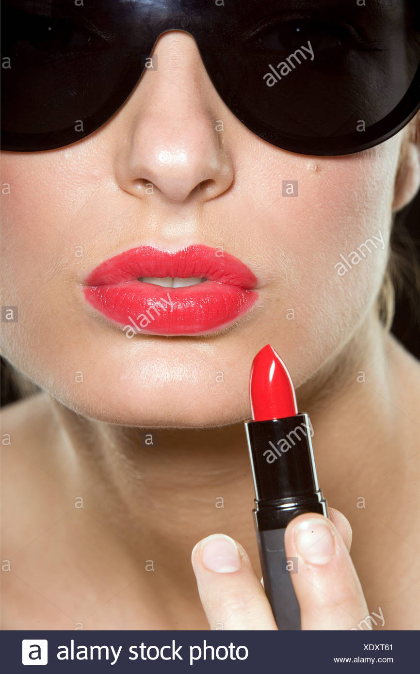 Wearing Bright Red Lipstick High Resolution Stock Photography and ...
