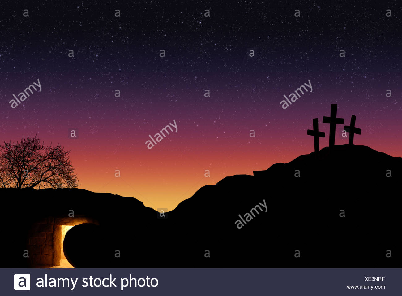 Three Crosses And Silhouette High Resolution Stock Photography and ...