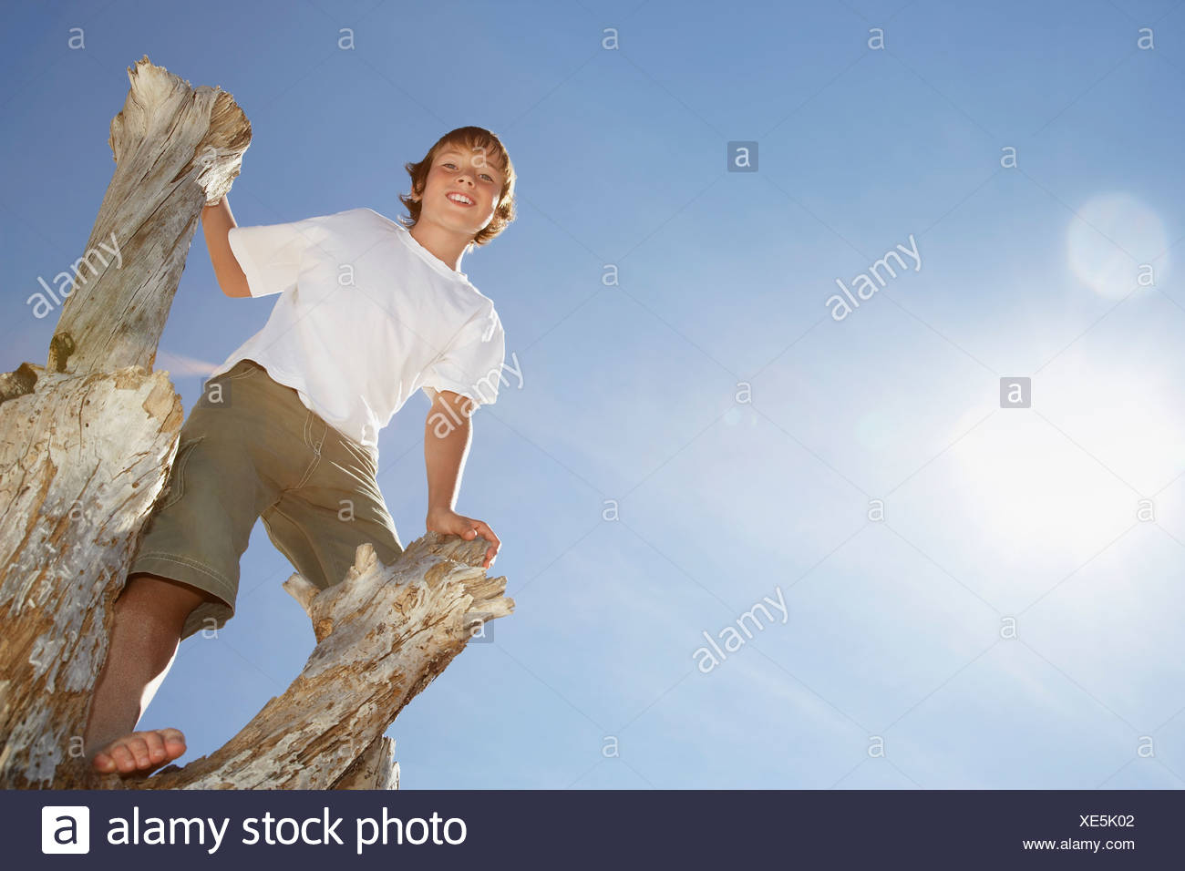 Boy Climbing Tree Barefoot High Resolution Stock Photography and Images ...