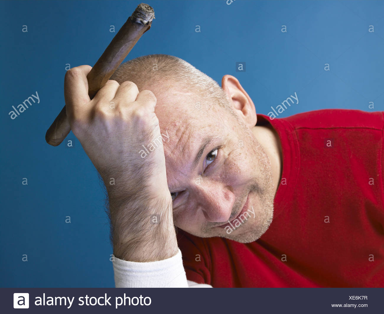 Bald Man Smoking Cigar High Resolution Stock Photography and Images - Alamy