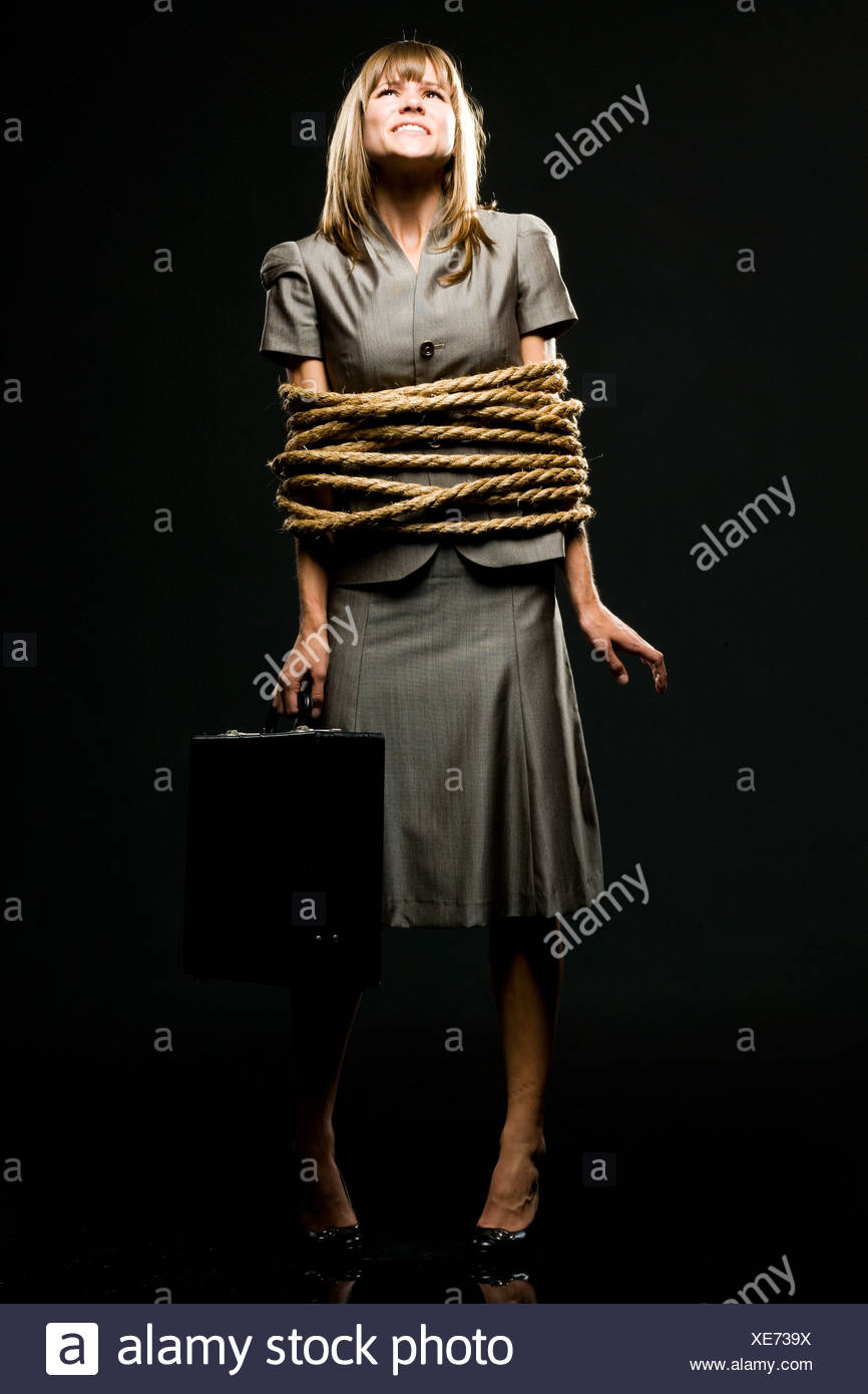 Businesswoman Tied Up Ropes High Resolution Stock Photography and ...