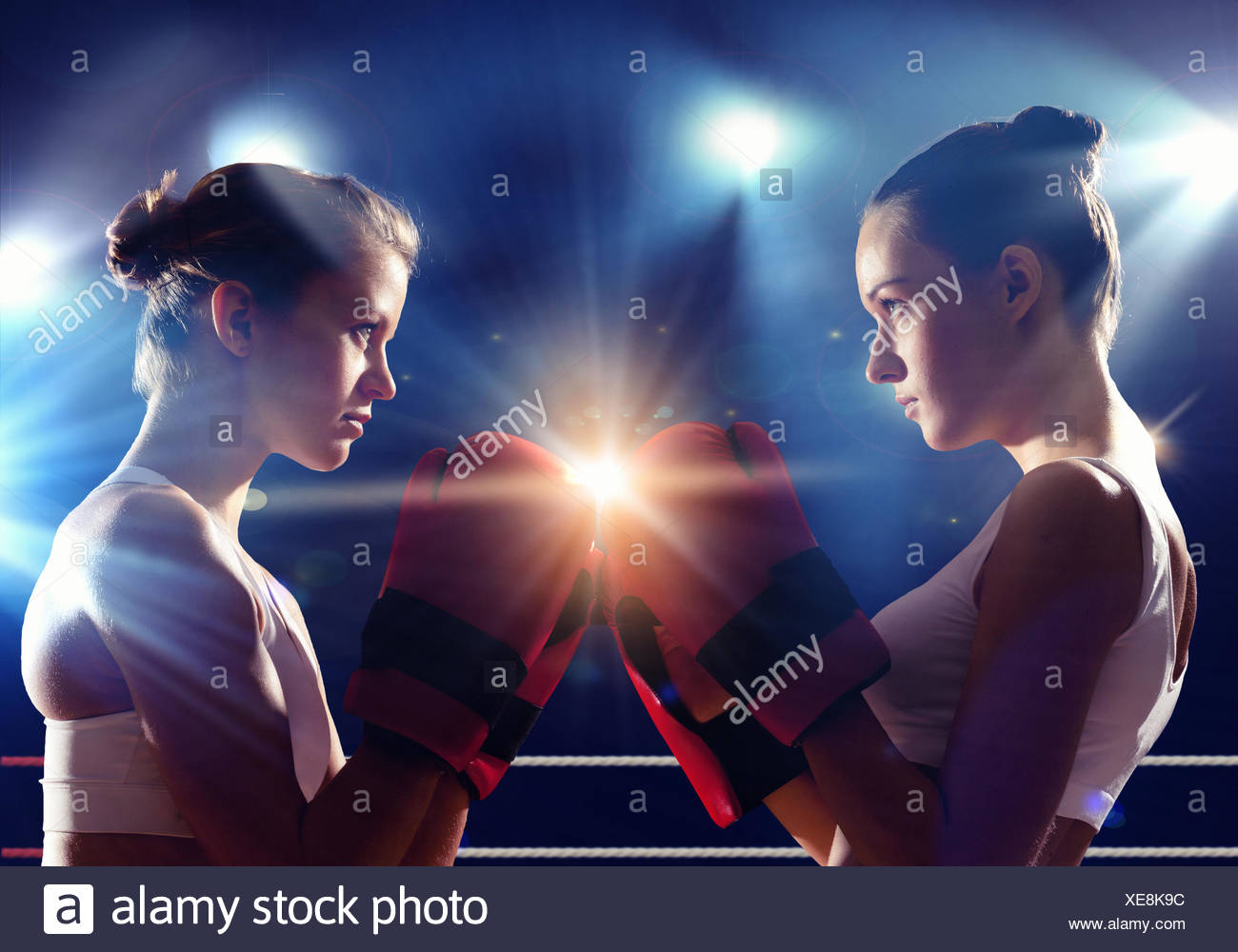 Two Young Pretty Women Boxing Stock Photos & Two Young Pretty Women ...