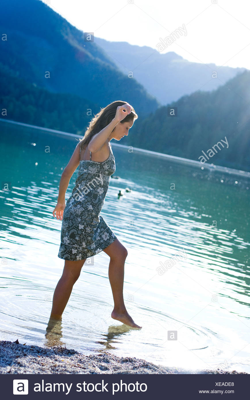 Woman Wading Lake Dress High Resolution Stock Photography and Images ...