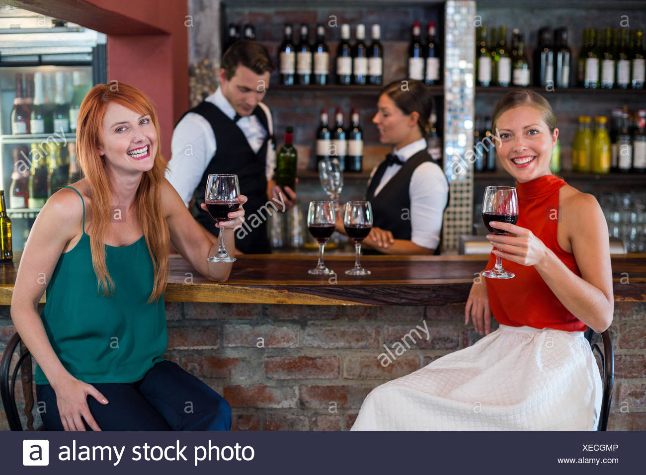 Attractive Young Woman Sitting Bar High Resolution Stock Photography ...