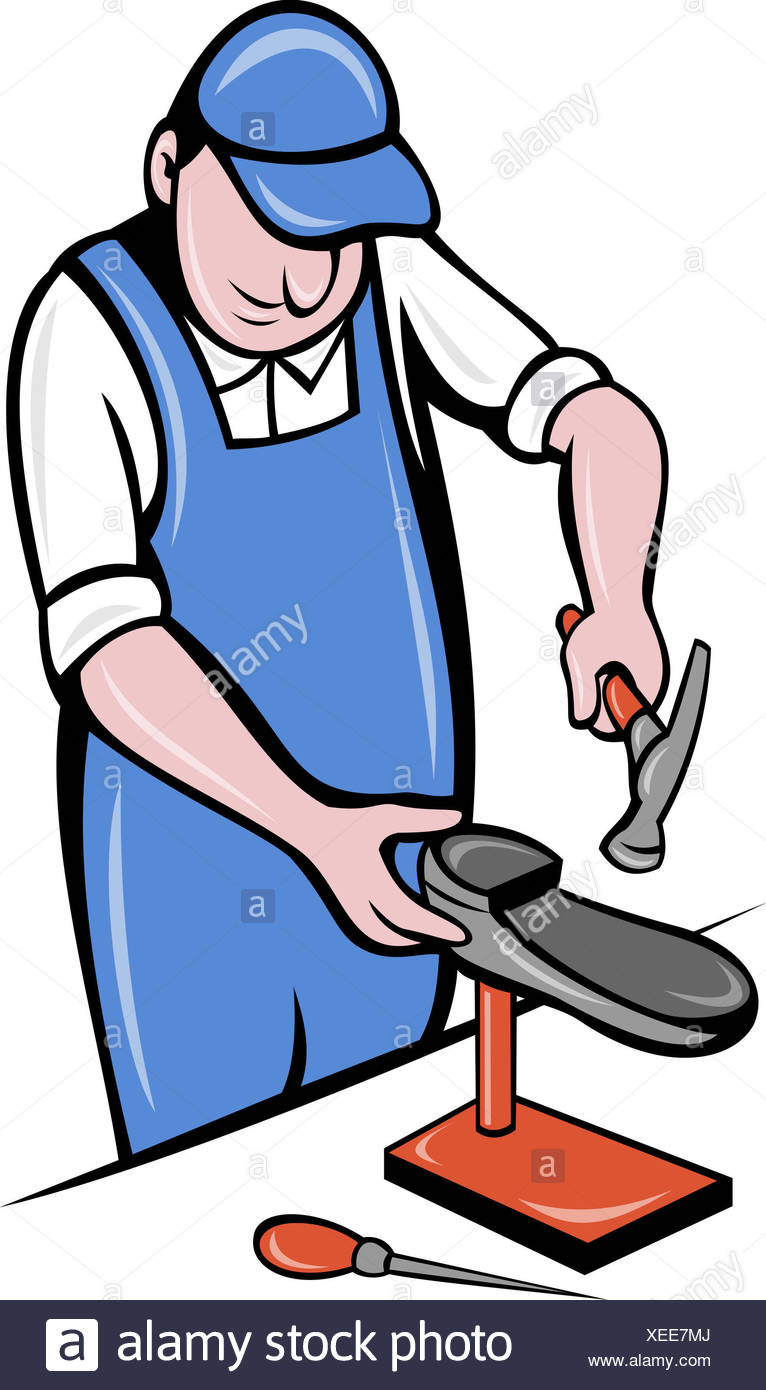 Shoemaker Hammer Shoe Cartoon High Resolution Stock Photography and ...