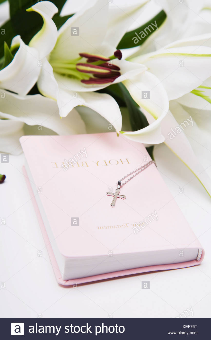 Open Bible With Flowers