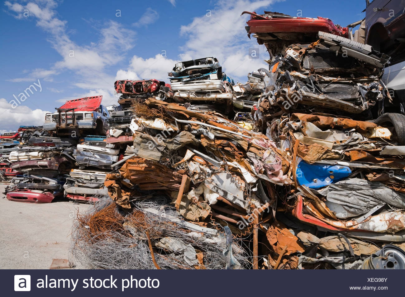 Scrap Metal Junkyard Crushed Automobiles High Resolution Stock ...