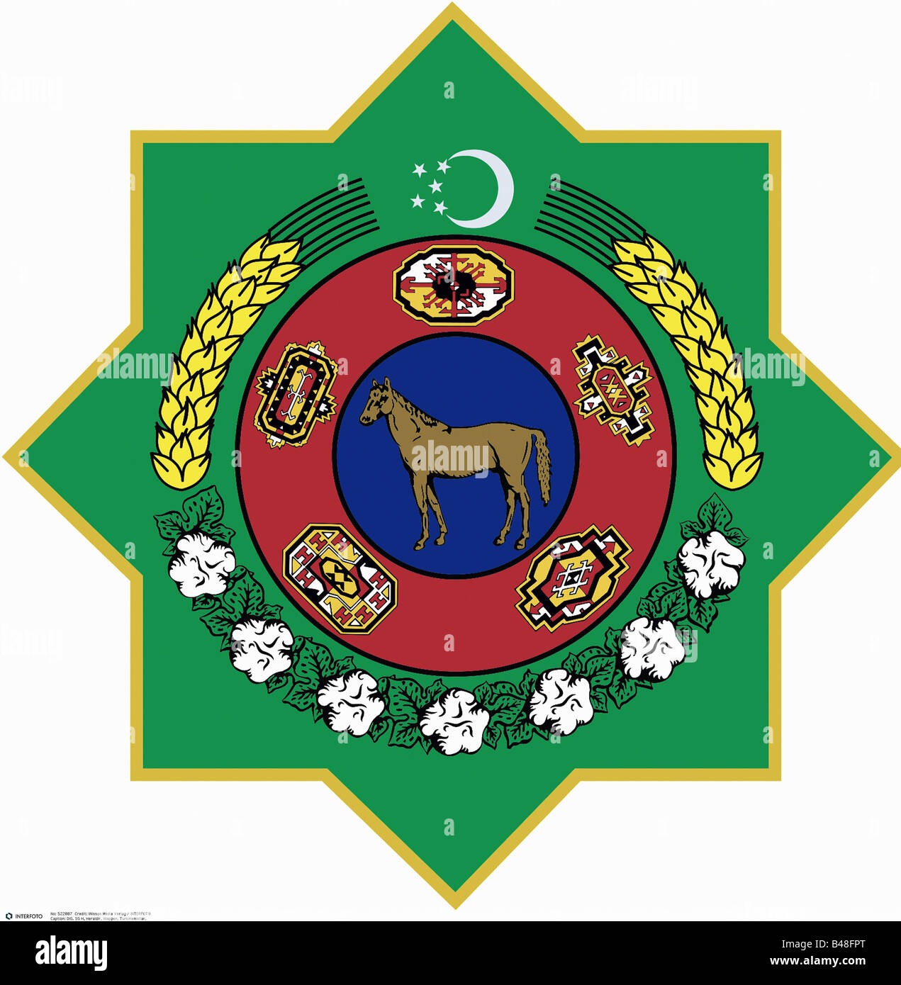 heraldry, coat of arms, Turkmenistan, national coat of arms, symbol ...