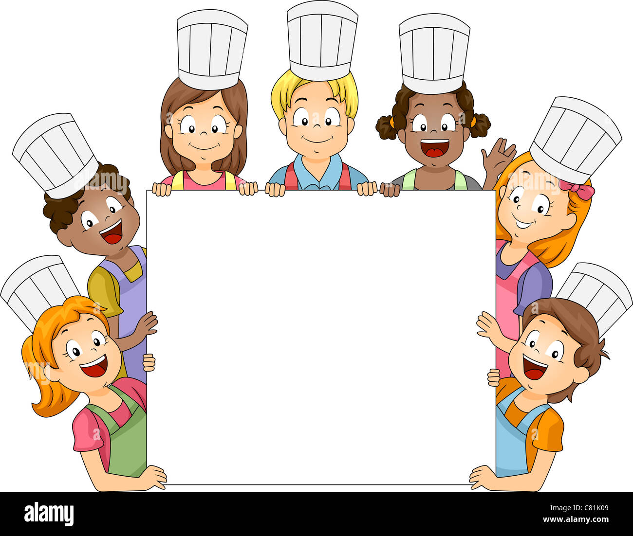 Illustration of Cooking Club Members Holding a Large Board Stock Photo ...