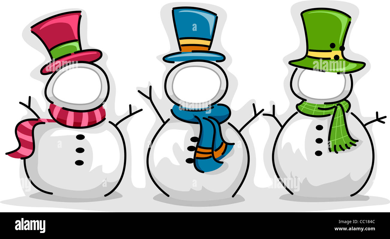 Illustration of Snowman with Customizable Faces Stock Photo - Alamy