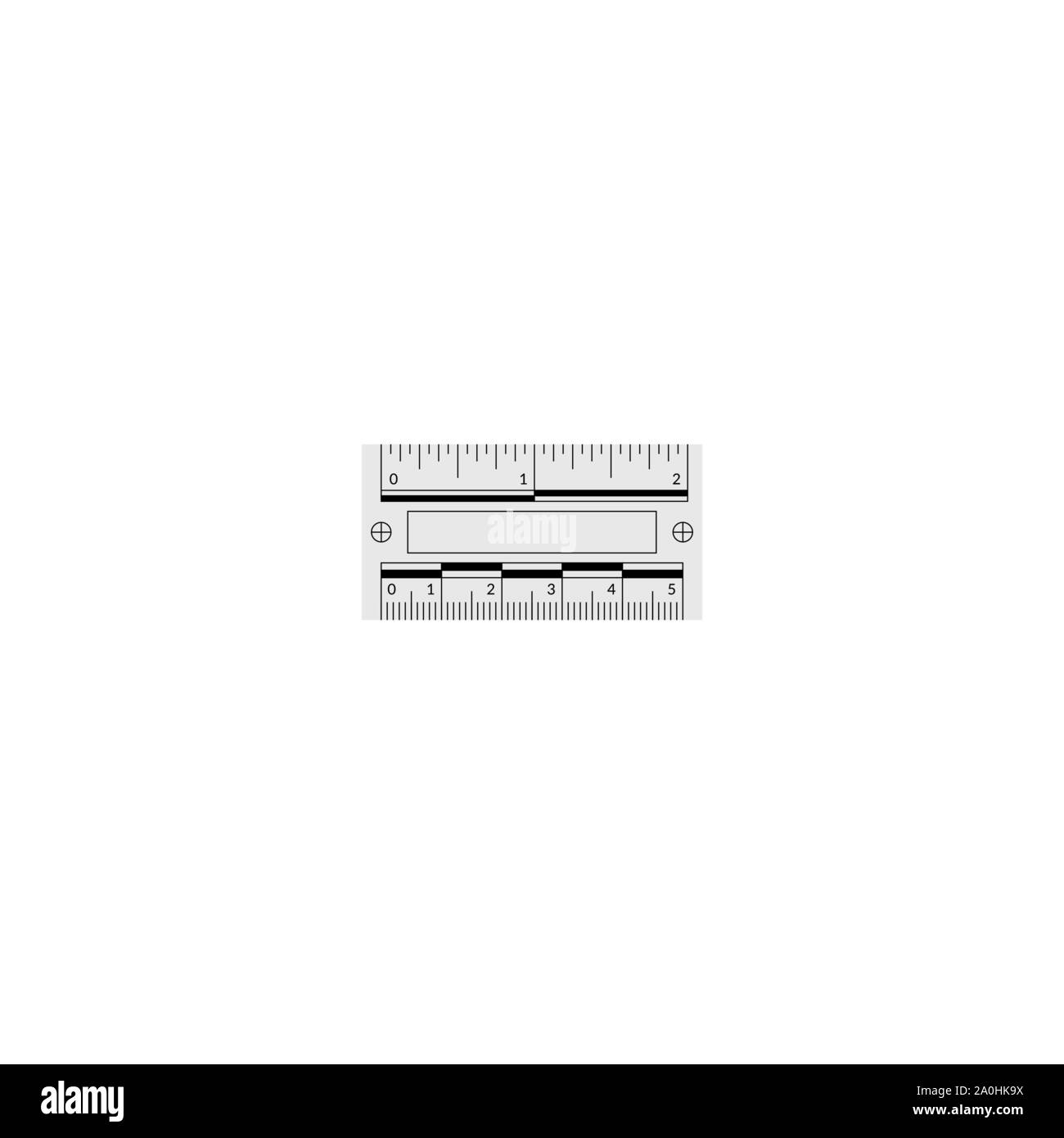Forensische Lineal zum Messen von einem Beweise am Tatort Stock ...