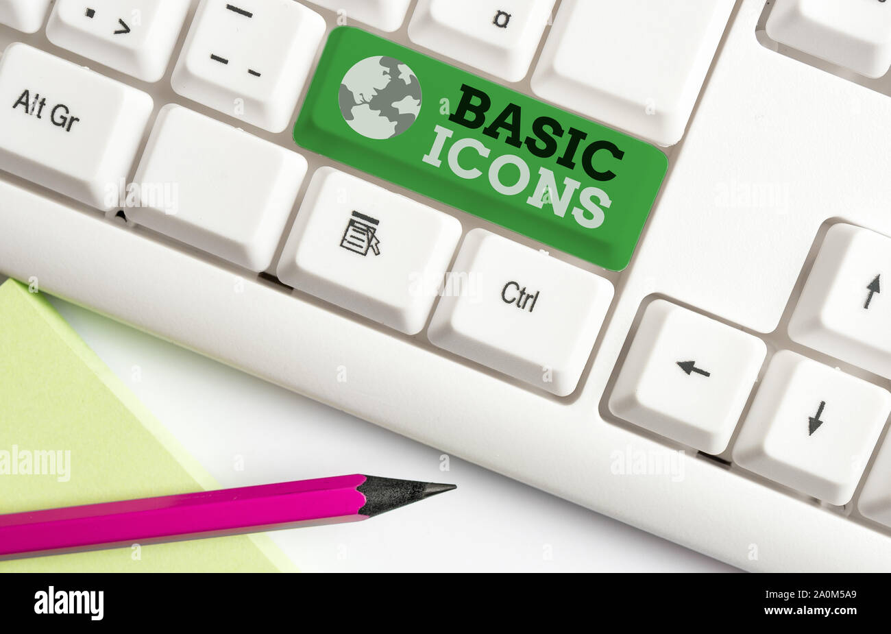 Schreiben Hinweis zeigt grundlegende Symbole. Business Konzept für ...