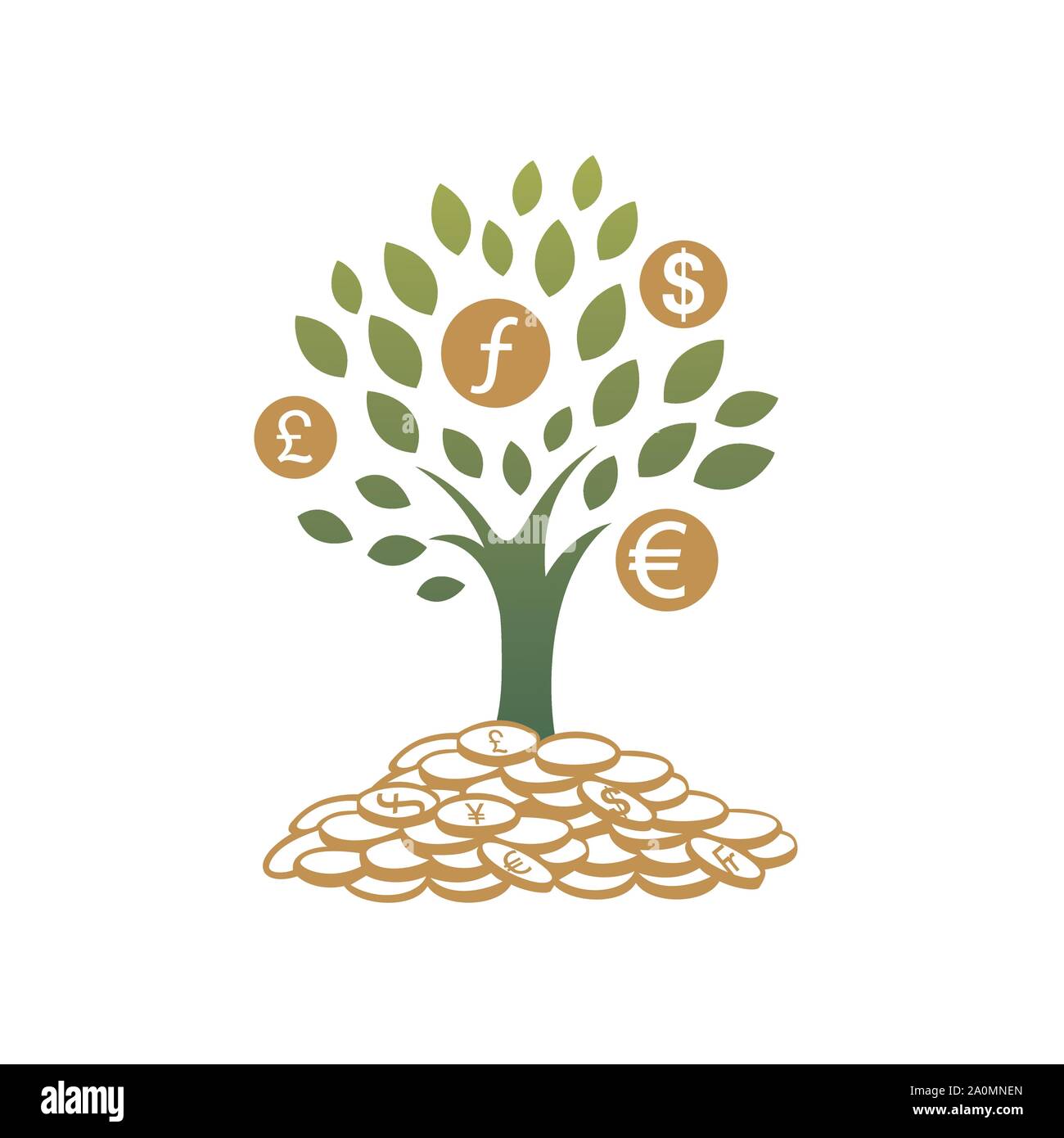 Geld Baum Vektor Logo Design anmelden simbol Vector Illustration Stock ...