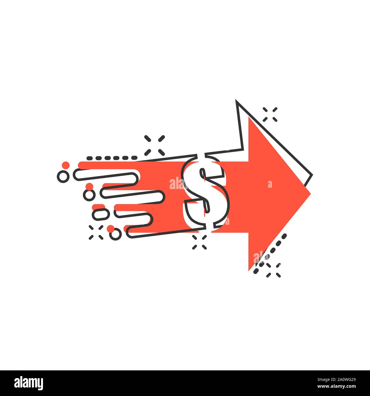 Überweisen Sie Geld Symbol im Comic-stil. Dollar vektor Cartoon ...