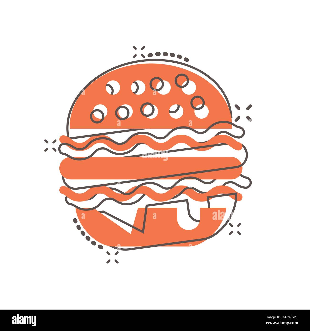 Burger zeichen Symbol im Comic-stil. Hamburger vektor Cartoon ...